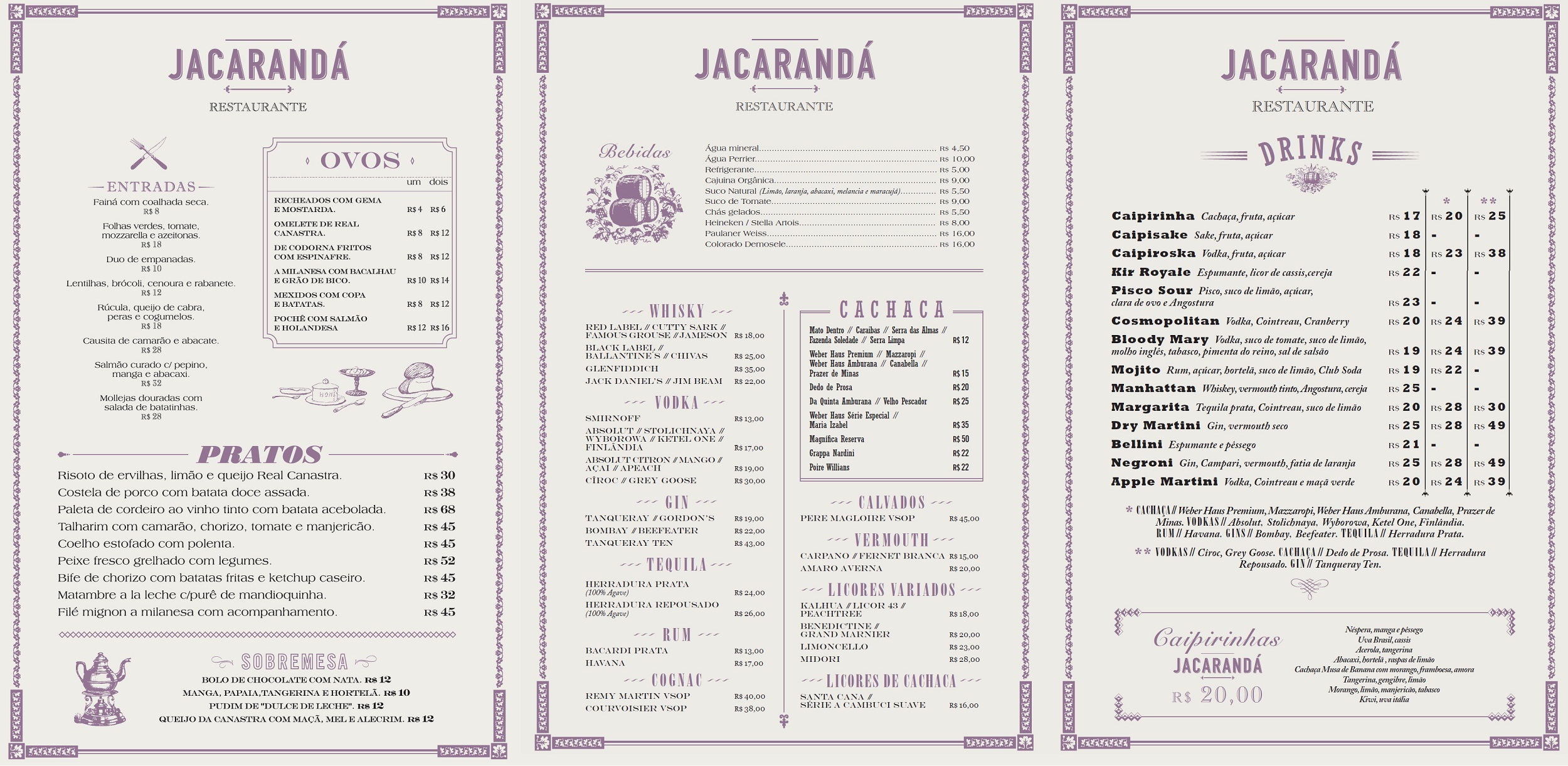 Cardápio do Jacarandá | VEJA SÃO PAULO
