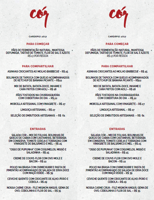 Cardápio: Cór | VEJA SÃO PAULO
